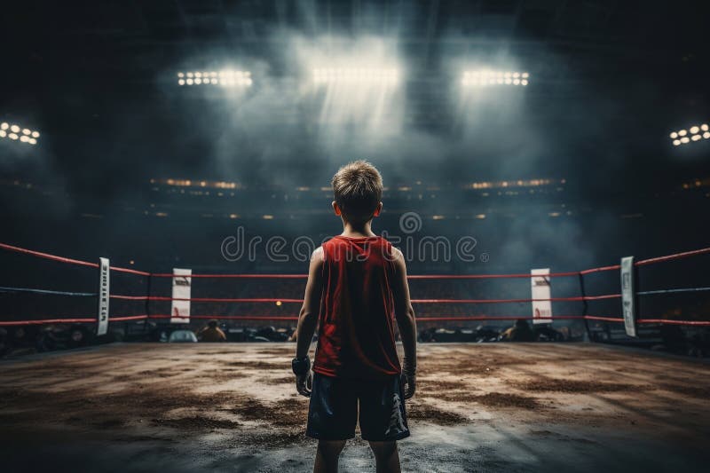 Young Boxer Standing in the Ring - View from the Back. AI Stock ...