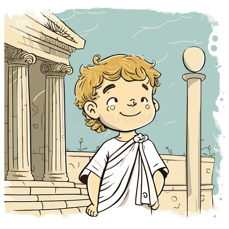 Young Boy in Ancient Greece. Vector Graphics. Illustration for a Child ...