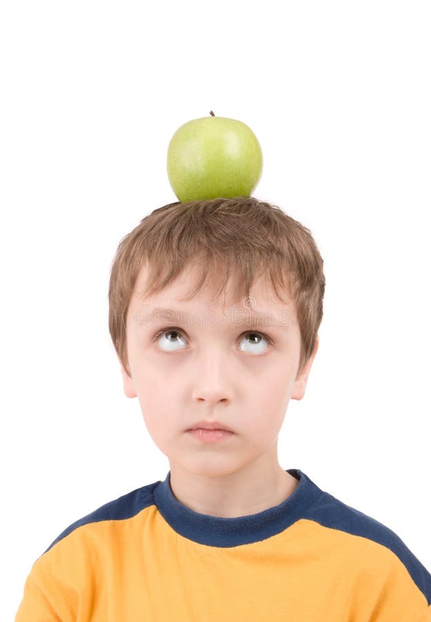 Young boy with apple stock image. Image of brown, male - 2292537