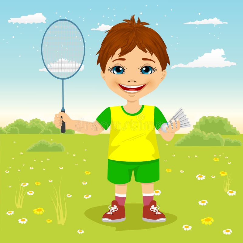 Boy Badminton Racket Stock Illustrations – 521 Boy Badminton Racket ...