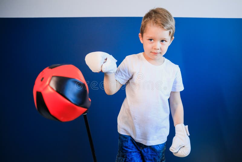 Young Boy Boxing at Home during Self-isolation Stock Photo - Image of ...