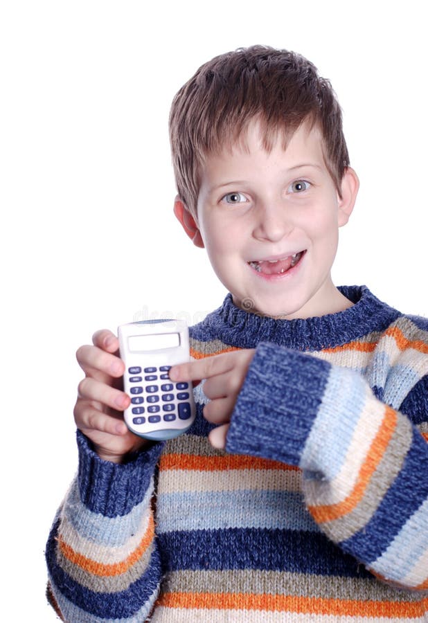 Young boy with calculator stock image. Image of math, overjoyed - 8565185
