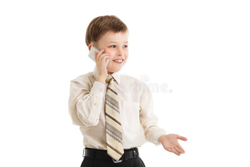 Young Boy Calling Isolated. Businessman Stock Photo - Image of young ...