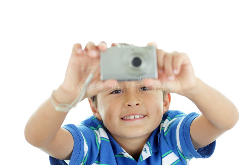 Young boy with camera stock photo. Image of smile, looking - 26215254