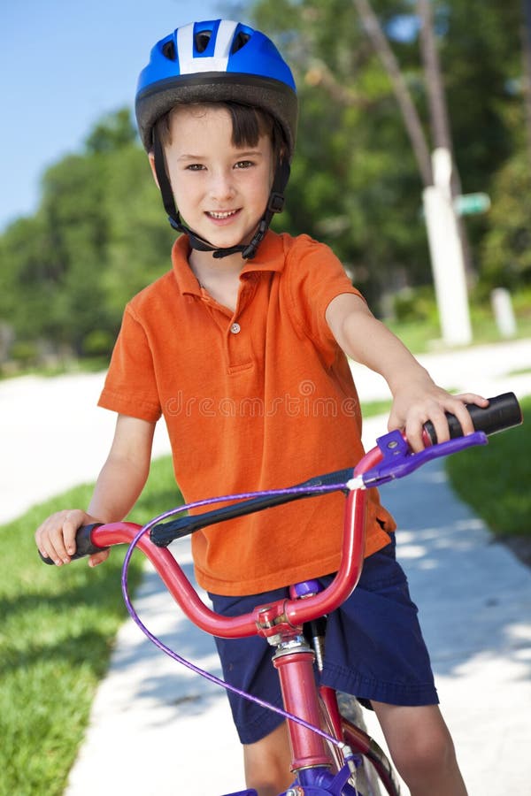 Young Boy Child Cycling on His Bicycle Stock Photo - Image of fitness ...