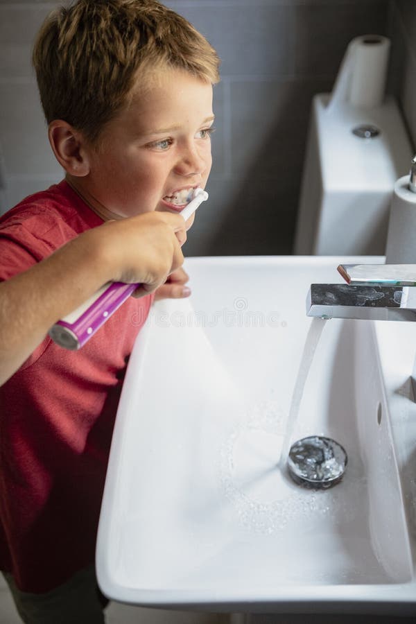 Young Boy Cleaning His Teeth Stock Image - Image of health, hygiene ...