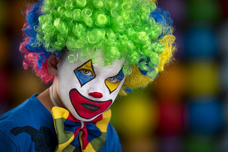 Young boy clown stock photo. Image of fabric, male, hair - 208598756