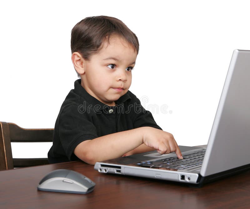 Young boy on computer stock image. Image of button, internet - 5308375