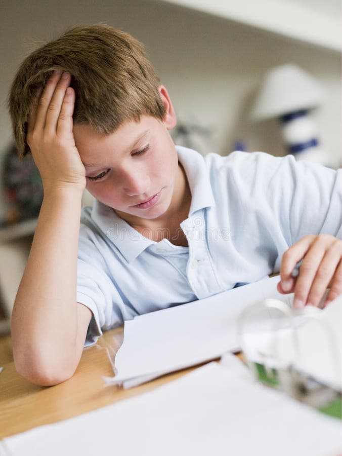 Young Boy Doing Homework in His Room Stock Image - Image of african ...