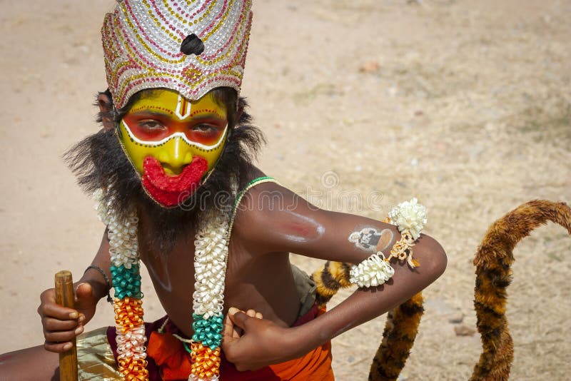 Kid Posing in a Hanuman Getup Editorial Stock Image - Image of ...