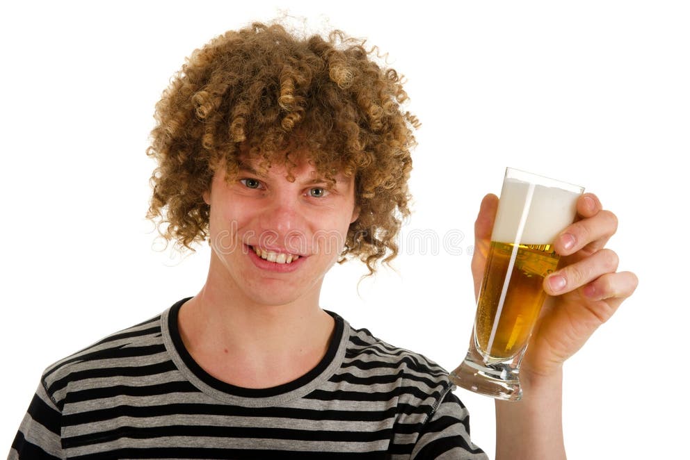 Young boy is drinking beer stock image. Image of trendy - 18568377