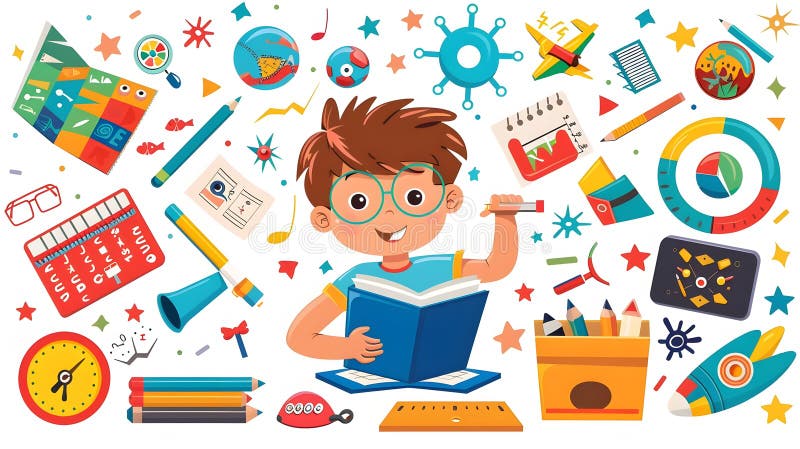 A Young Boy Eagerly Learns and Explores Diverse Subjects, Including ...
