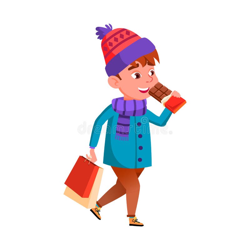 Young Boy Eating Sweets Vector Stock Vector - Illustration of food ...