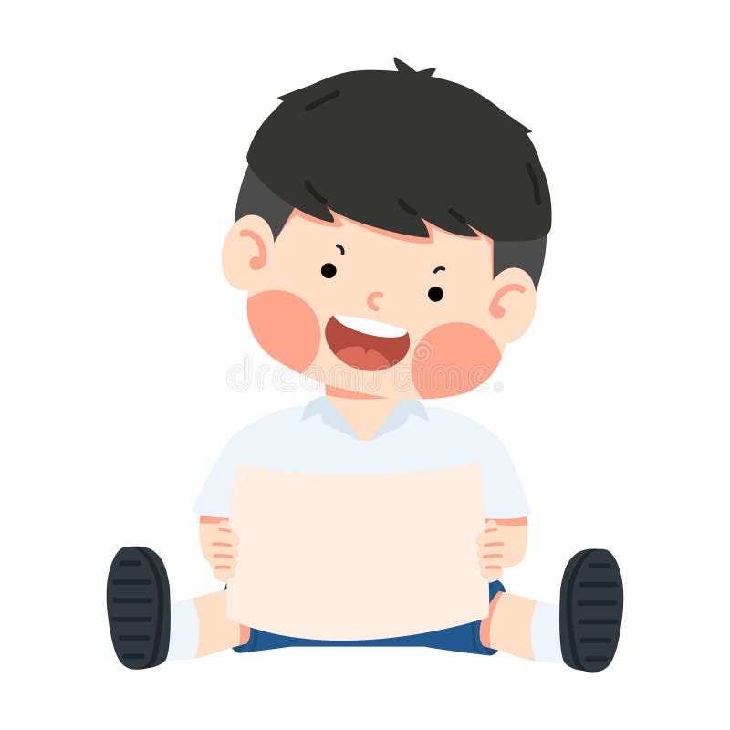 Young boy with empty sign stock vector. Illustration of poster - 325471071