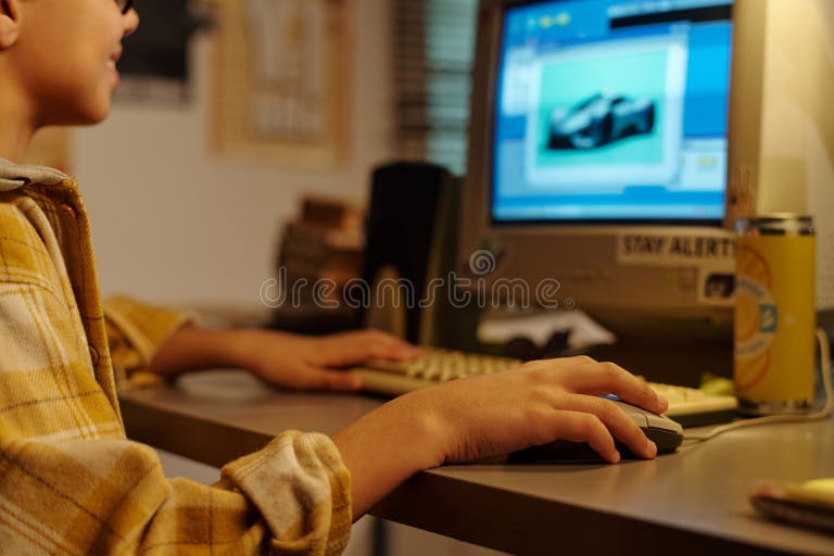 Young Boy Engaged in Digital 3D Modeling on Computer Stock Image ...