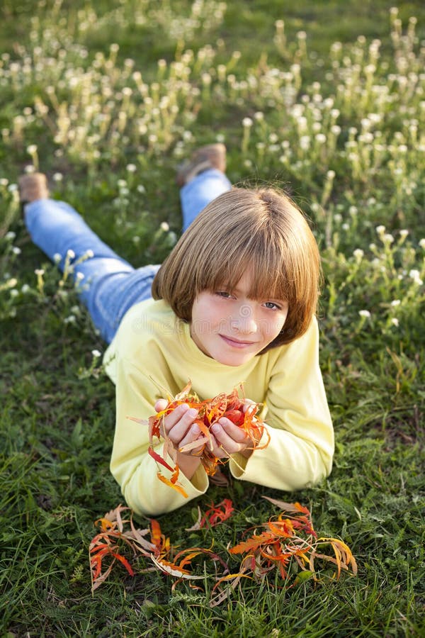 Young Boy Enjoying in Nature Stock Image - Image of person, field: 38564123