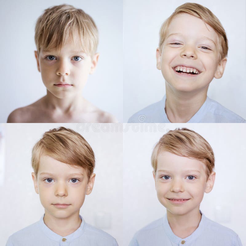 Young Boy Expressing Different Emotions Stock Image - Image of ...