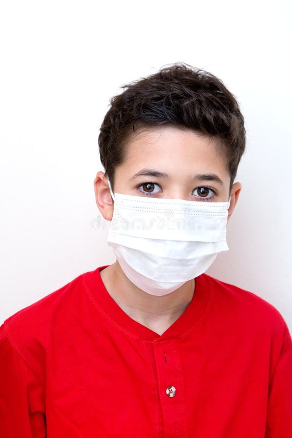 Young Boy with Face Mask on. Stock Image - Image of looking, health ...