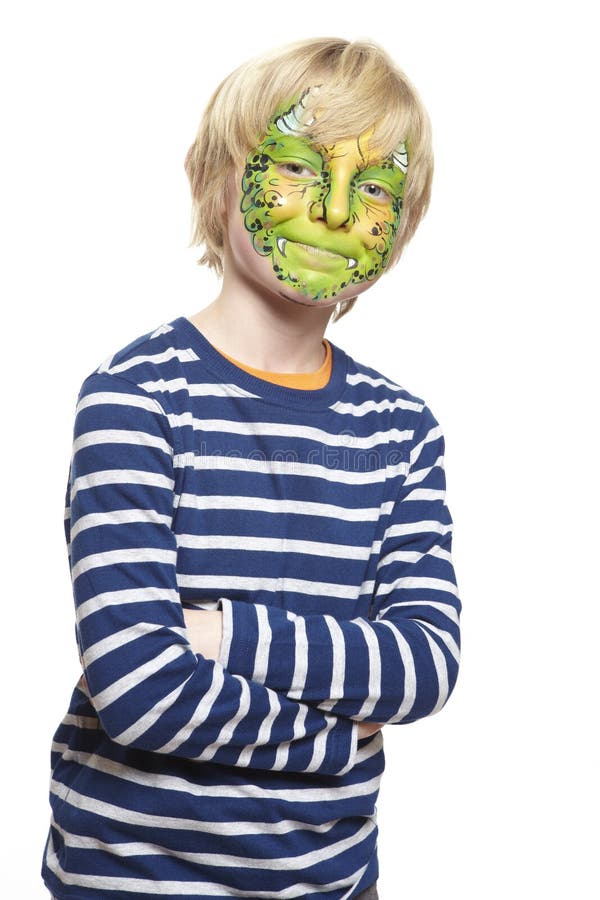 Young Boy with Face Painting Monster Stock Image - Image of fright ...