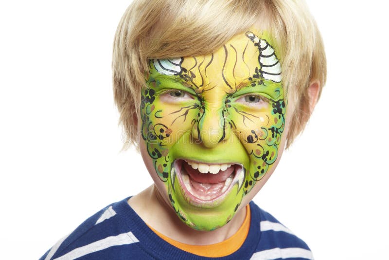 Young Boy with Face Painting Monster Stock Image - Image of fright ...