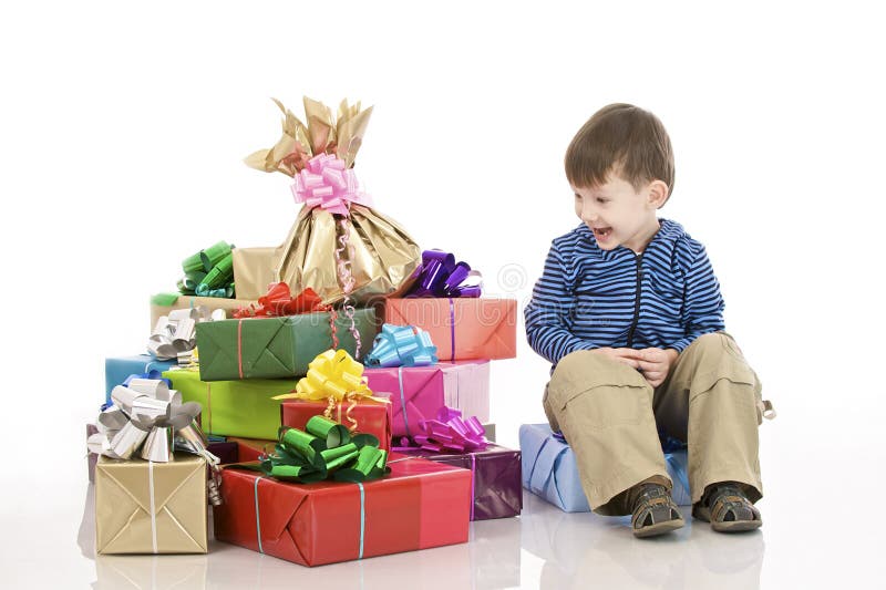 Young boy and fancy boxes stock photo. Image of fancy - 12103992