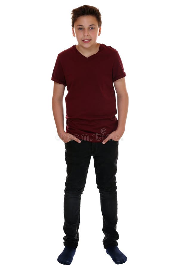 Young Boy Full Body Portrait Isolated Stock Image - Image of white ...