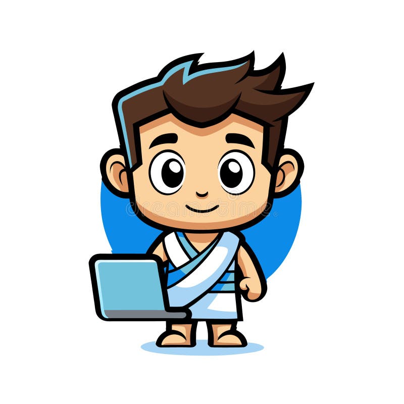Young Boy Engaged in Video Editing Stock Illustration - Illustration of ...