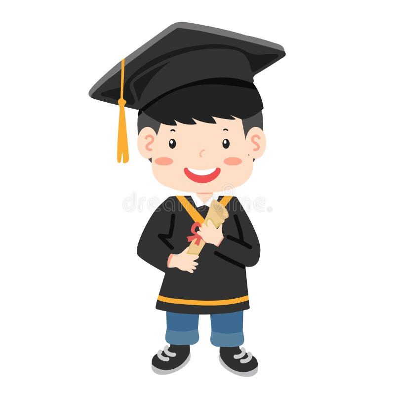 Young Boy Graduate Student in Graduation Cap Stock Vector ...