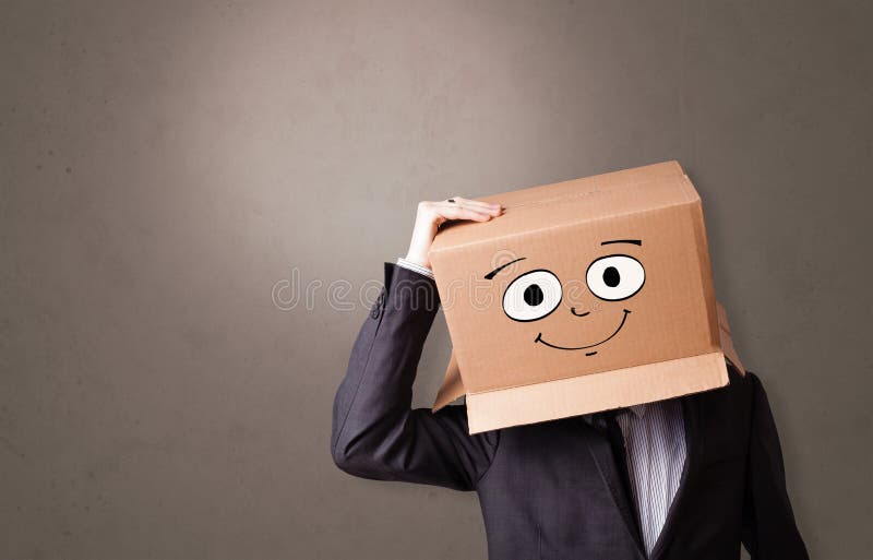 Young Boy with Happy Cardboard Box Face Stock Photo - Image of face ...
