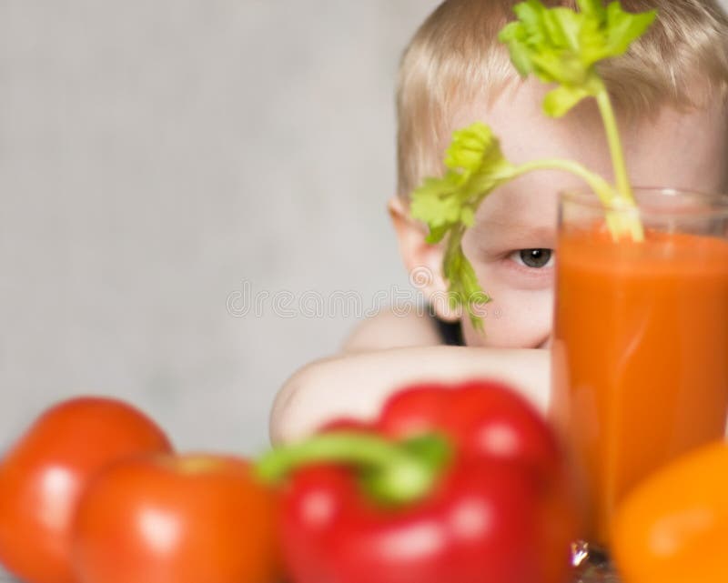 Young Boy Hiding among Vegetables Stock Image - Image of healthy ...