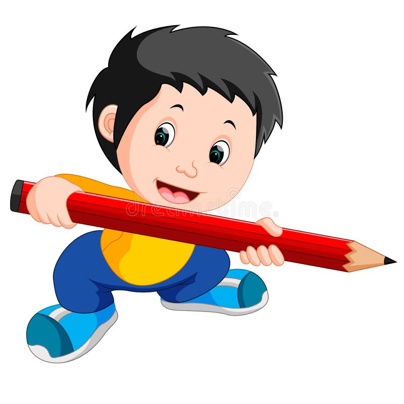 Young Boy Holding a Big Pencil Stock Vector - Illustration of schoolboy ... Young Boy Holding a Big Pencil Stock Vector - Illustration of schoolboy ...
