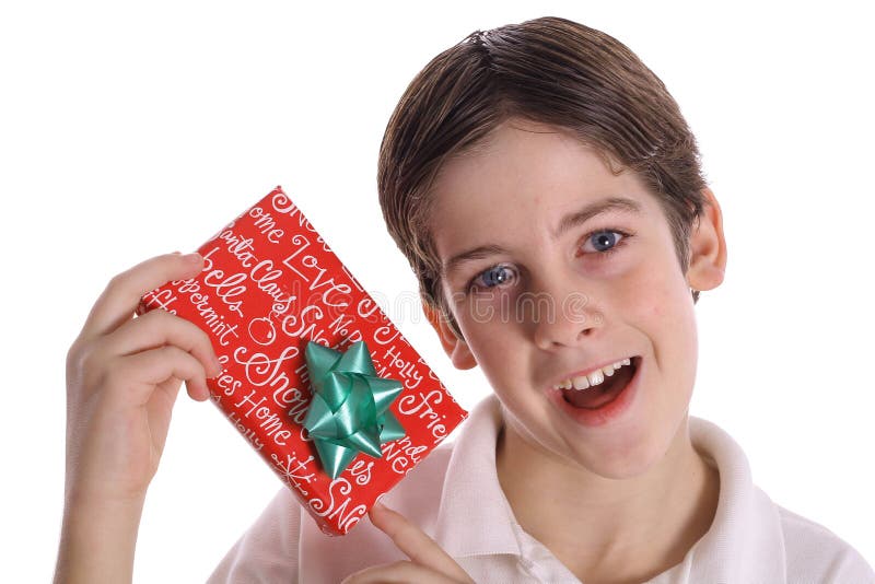 Young boy holding present stock image. Image of decoration - 3637209
