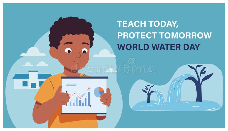 Teach Today Protect Tomorrow World Water Day Stock Vector ...