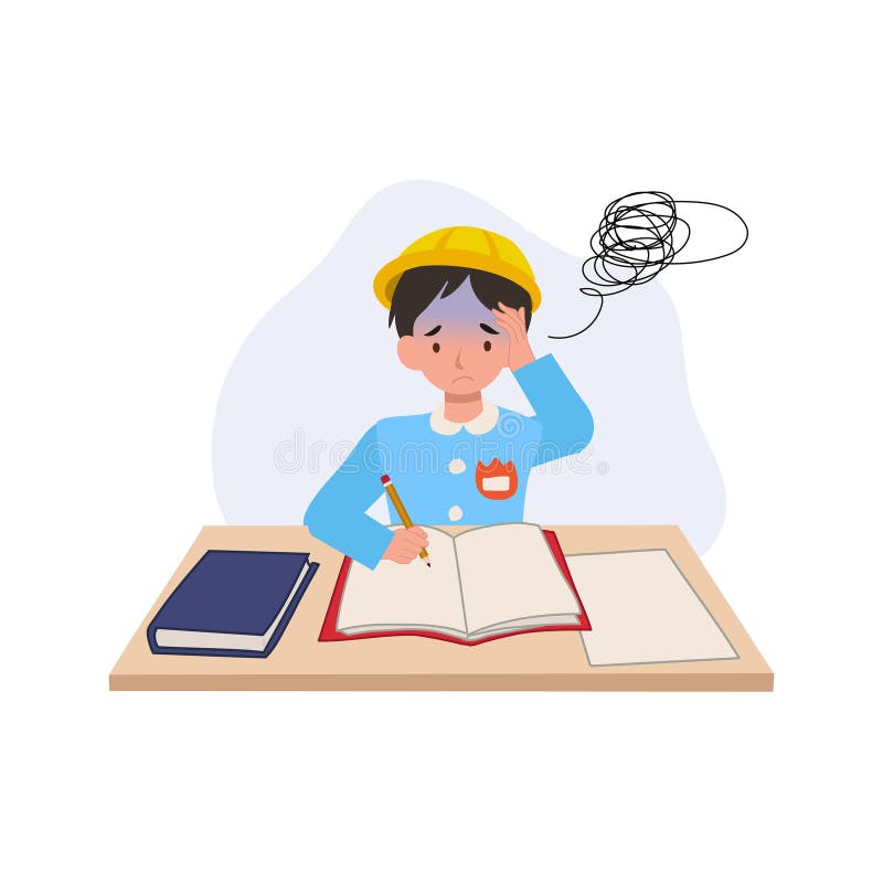 Young Boy in Japanese Kindergarten Uniform Struggling with Difficult ...