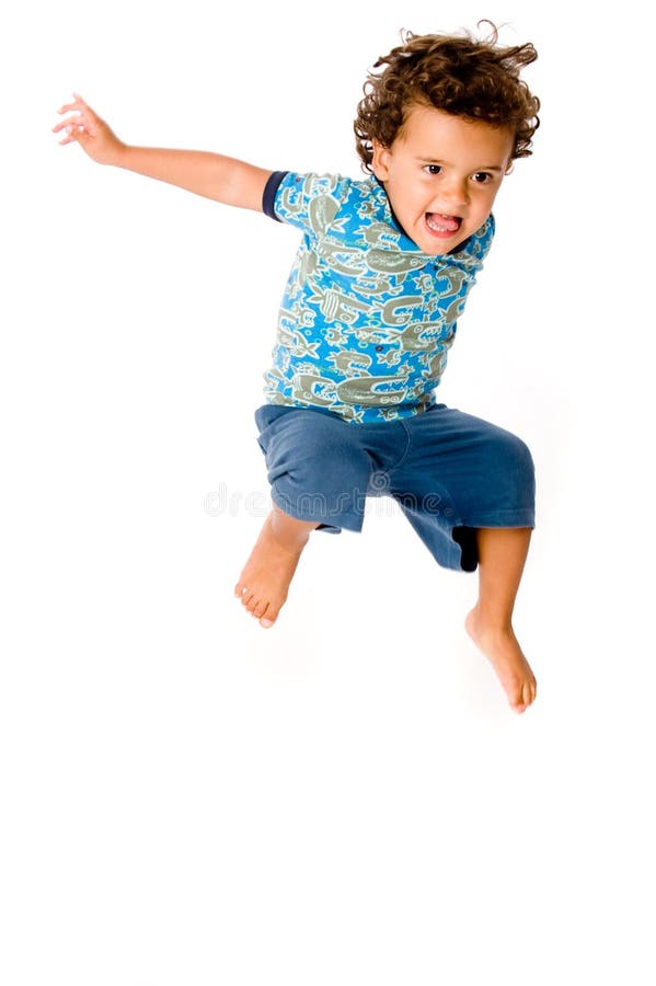 Young Boy Jumping stock image. Image of infant, child - 5566693