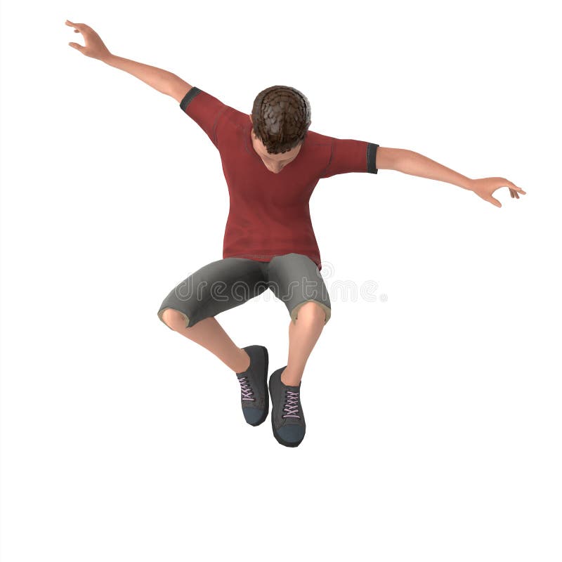 Young Boy Jumping 3d Modelling Stock Illustration - Illustration of ...