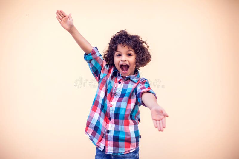 Young Boy Kid Shows Hugs with Open Arms Stock Image - Image of girl ...