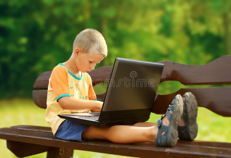 Young boy with laptop stock image. Image of laptop, child - 15583259