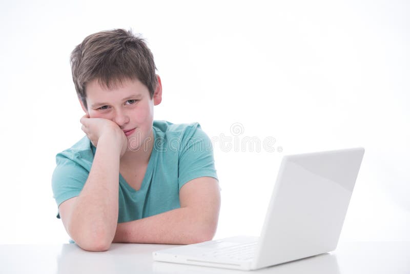 Young boy with laptop stock photo. Image of young, notebook - 67381144