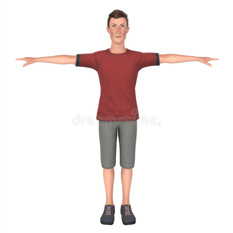 Young Boy Looking Front 3d Modelling Stock Illustration - Illustration ...