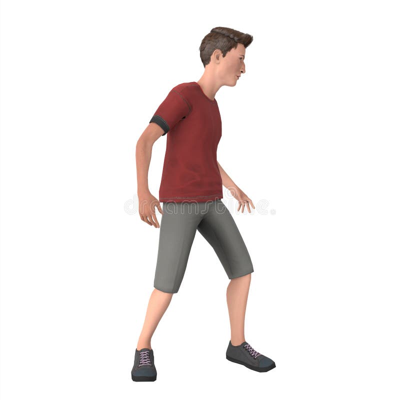 Young Boy Looking Right Pose 3d Modelling Stock Illustration ...
