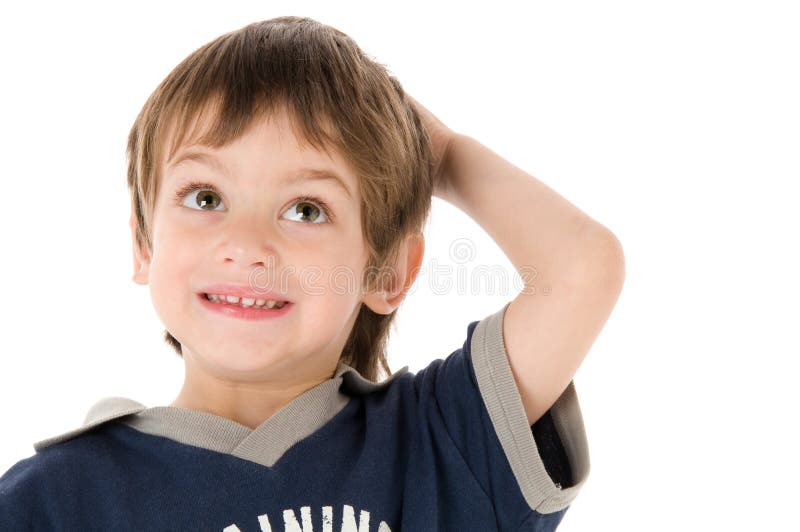 Young boy looking up stock photo. Image of expression - 5596556