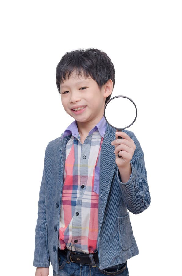 Young Boy with Magnifying Glass Stock Image - Image of asia, holding ...