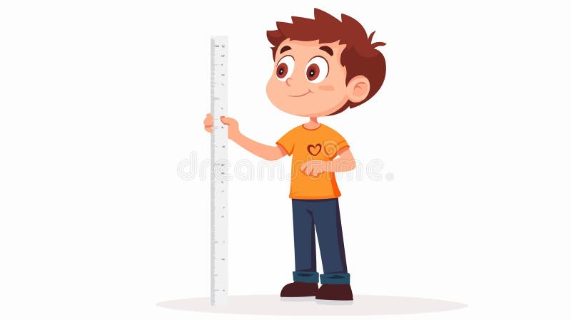 Young Boy Measuring Height in Vector Illustration Stock Vector ...