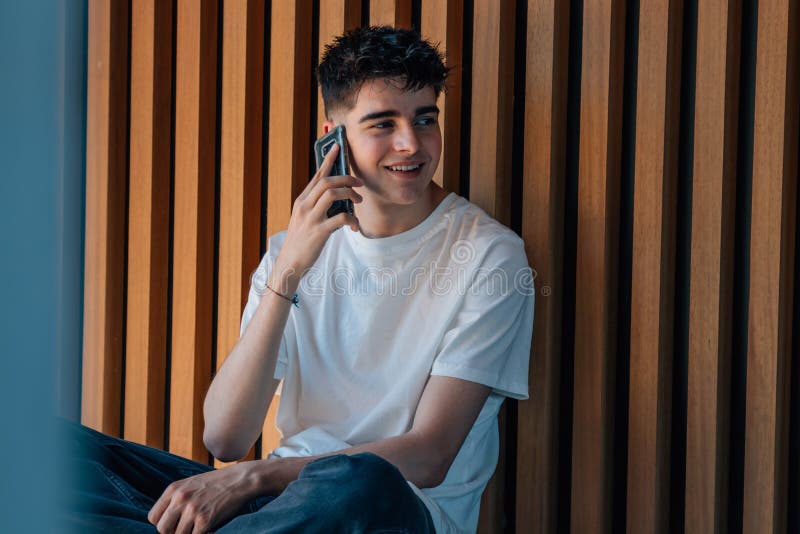 Young Boy with Mobile Phone Stock Image - Image of smartphone ...