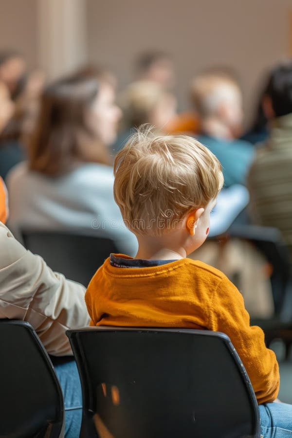 Young Boy in an Orange Shirt Looking Forward with a Focused Expression ...