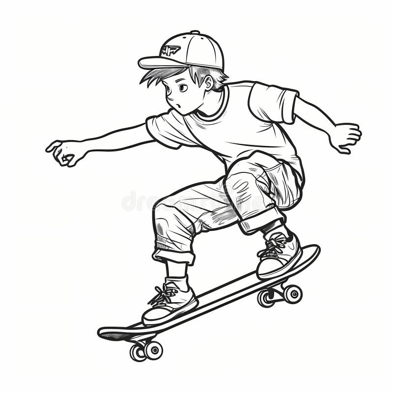 Young Boy Performing a Skateboard Trick in a Dynamic Pose. Stock ...