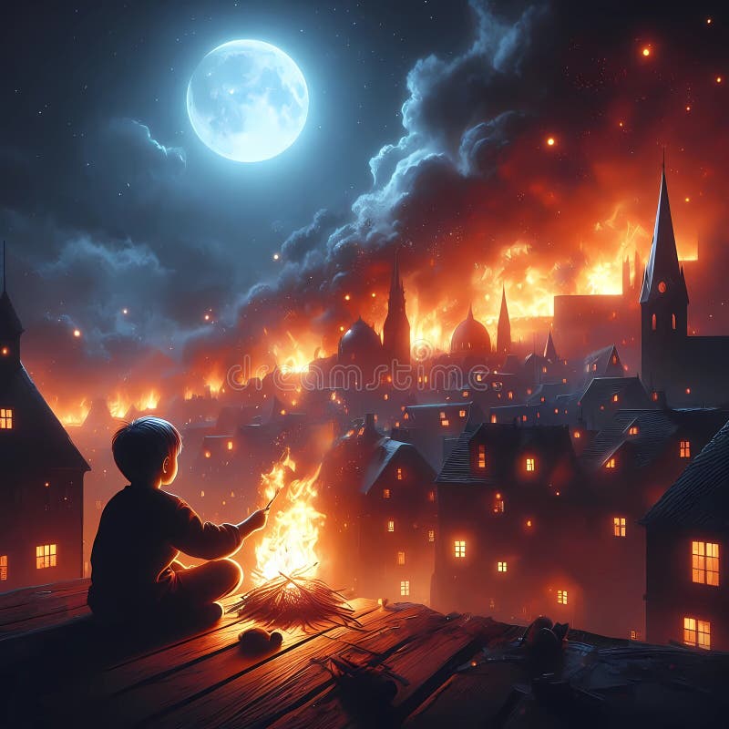 Young Kid Playing with Fire Stock Illustration - Illustration of arson ...
