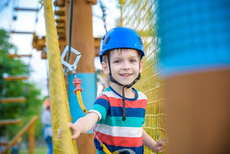 Young Boy Playing and Having Fun Doing Activities Outdoors. Happiness ...