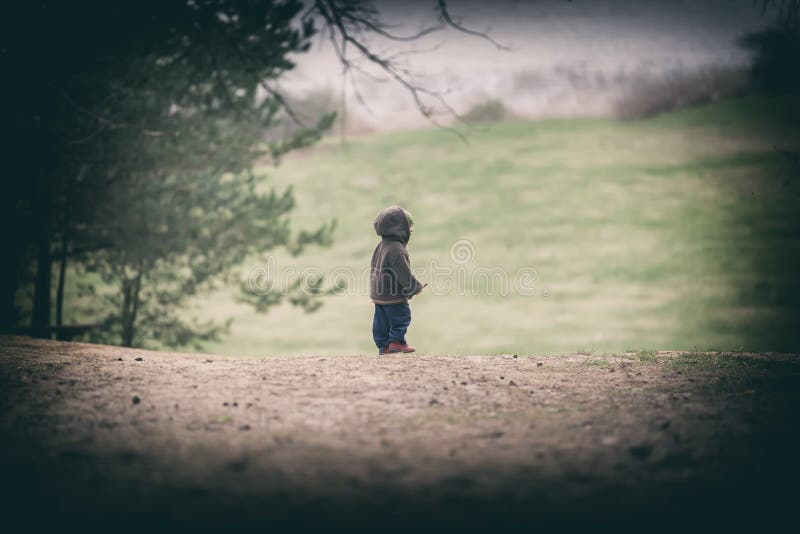 Young Boy Playing Outdoor at Spring Day Stock Image - Image of infant ...